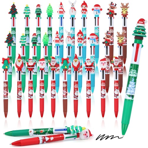 60 Pieces Christmas Multicolor Pens All In One 4-in-1 Ballpoint Pen ...