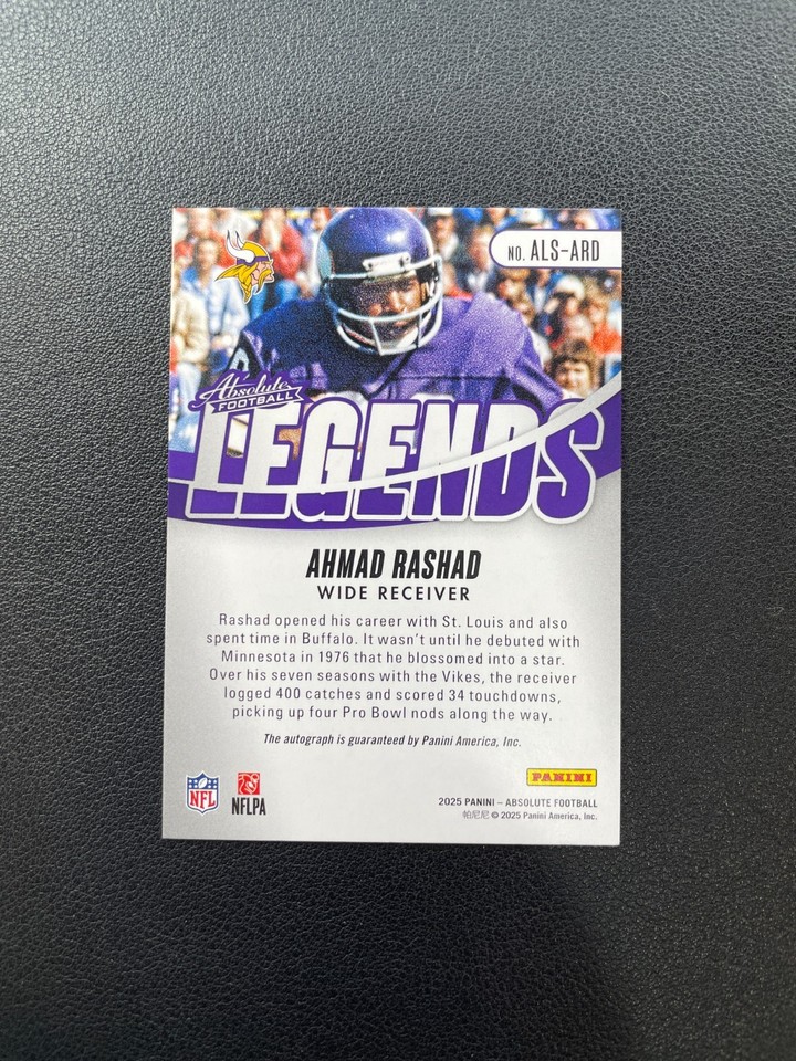 2025 Panini Absolute Football Ahmad Rashad Legends Auto 050/199 BJHT | eBay
