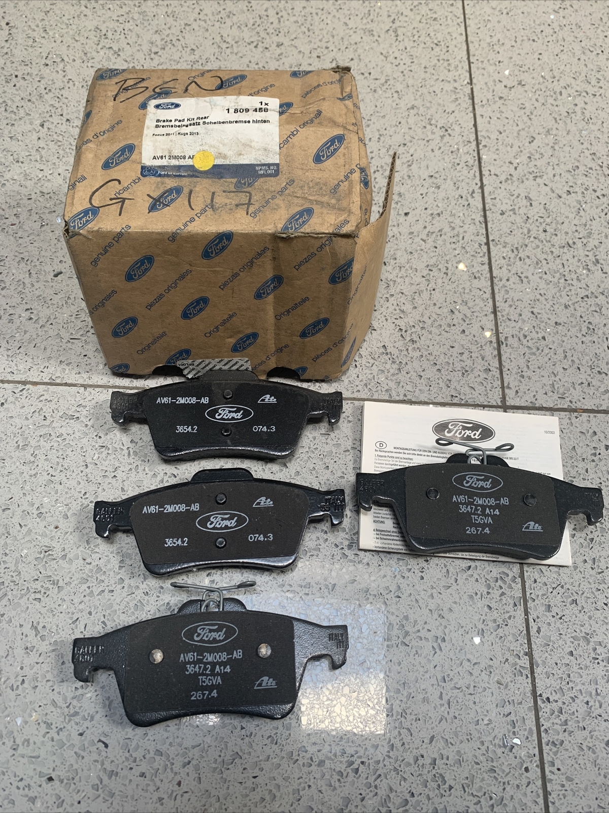 Genuine Ford Focus Mk3 Kuga TRANSIT Mk8 Rear Brake Pad Set 1809458 for ...