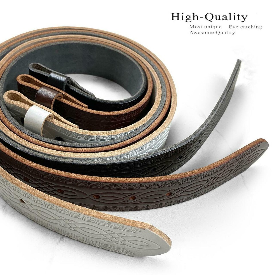 BS085 Vintage Engraved Embossed Leather Belt Strap with Snaps on 1-1/2 ...