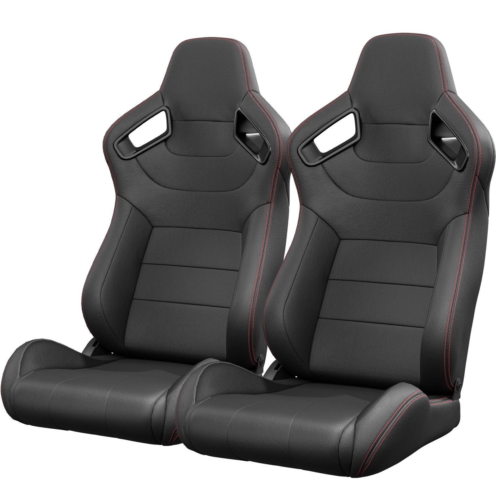 2-Piece Universal Racing Seats, PVC Racing Bucket Style with Dual ...