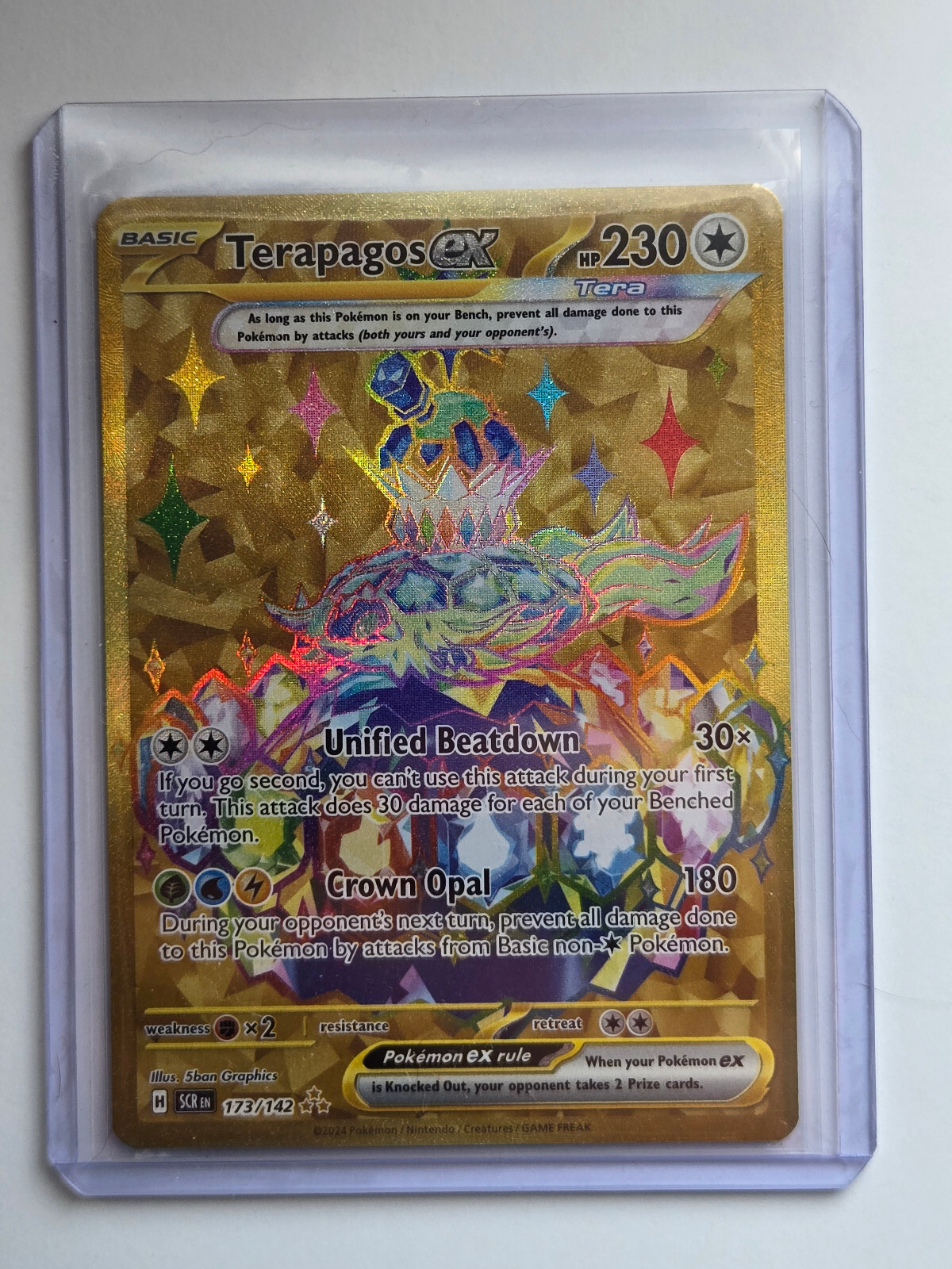 Terapagos ex 173/142 Hyper Rare Gold Etched Pokemon Stellar Crown NM | eBay