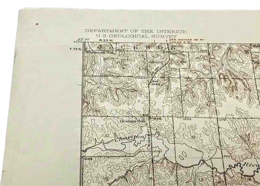 Corydon Quadrangle, Iowa 1937 Iowa Topographical Map Vintage Not a ...