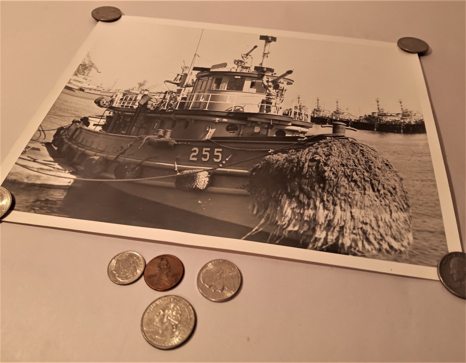 255 YARD TUG BOAT vtg WW2 naval shipyard 8x10 photo dd-538 uss stephen ...
