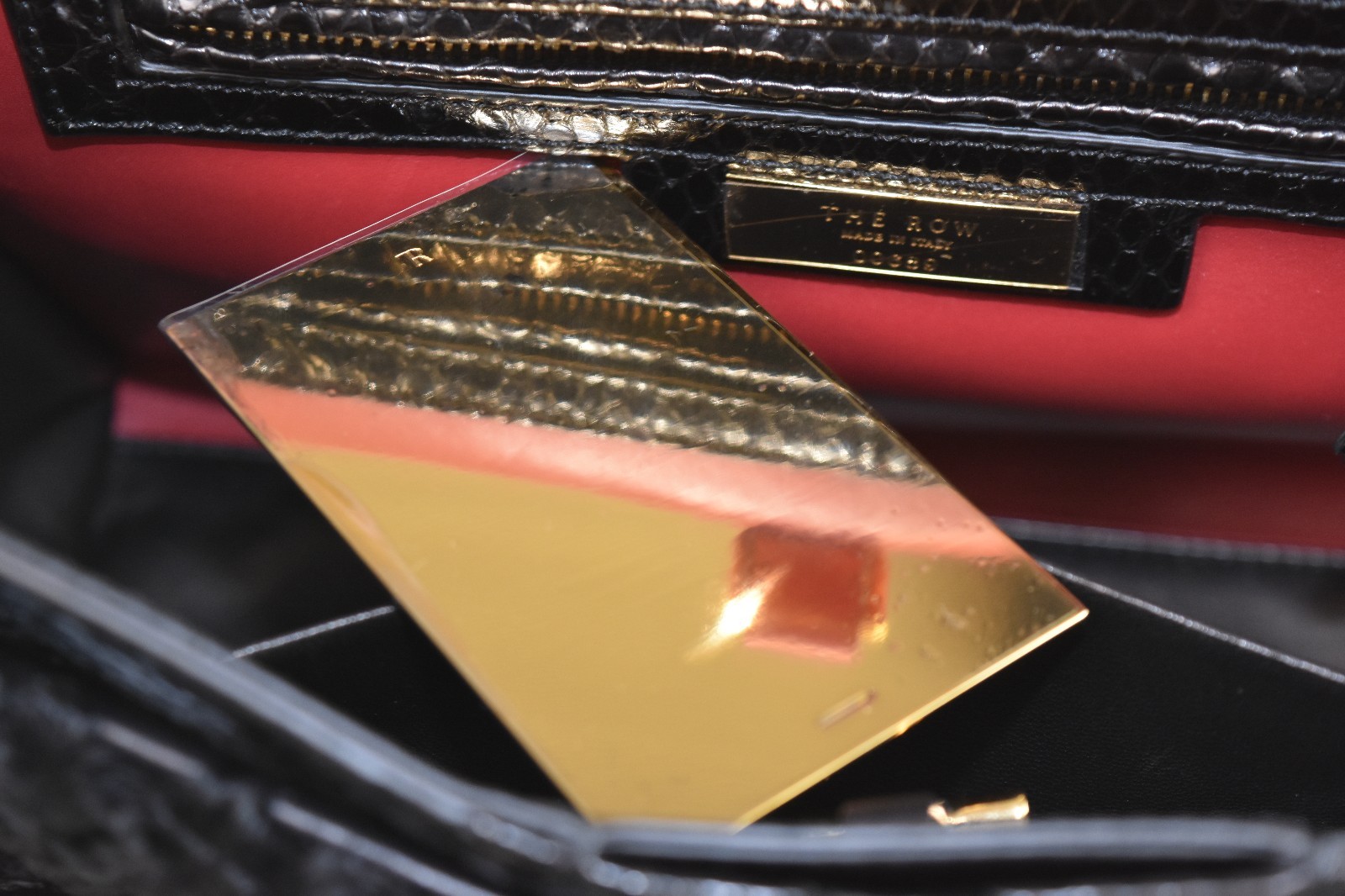 $9500 New THE ROW Alligator Top Handle Bag Red Black BROADTAIL MINK Fur ...