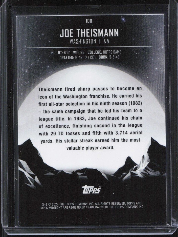 2024 Topps Midnight #100 Joe Theismann Winter Solstice #/35 | eBay