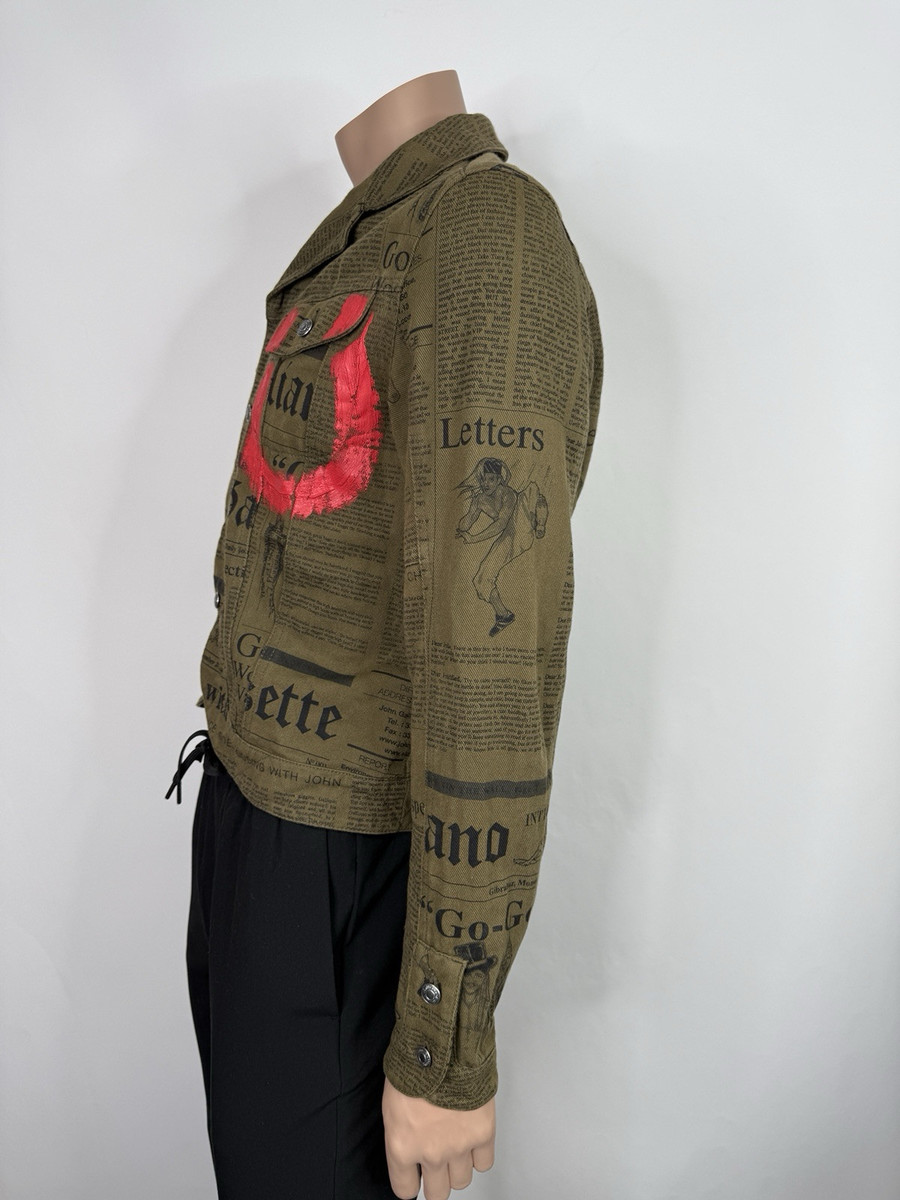 Vtg John Galliano Khaki Green Gazette Print Jacket S 46 | eBay Vtg John Galliano Khaki Green Gazette Print Jacket S 46 | eBay