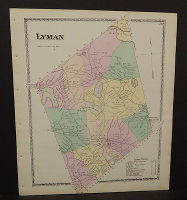 Maine York County Map Lyman Township 1872 J17#24 | eBay