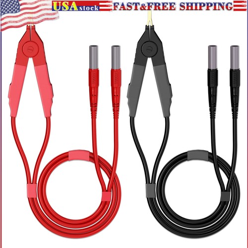 LCR Meter Test Leads Terminal Kelvin Clips Cable Wires to 4mm Safety ...