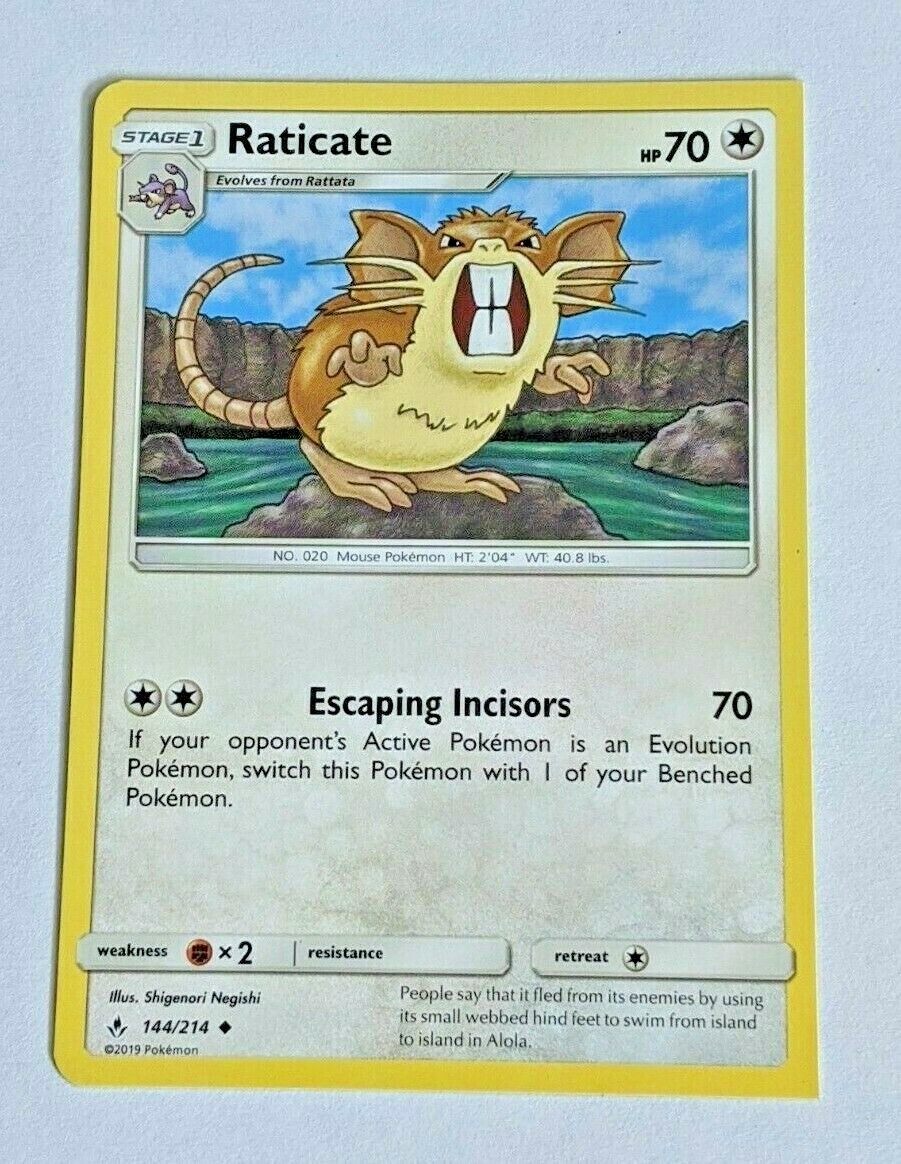 NM RATICATE Pokemon Card 144/214 MISCUT Half Square Cut ERROR **VERY ...