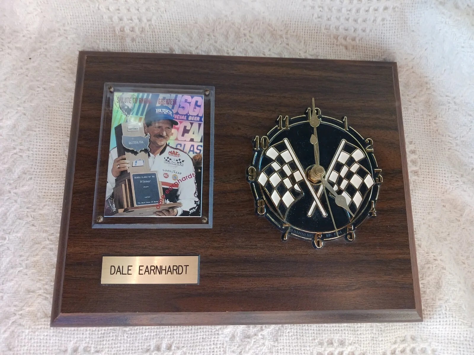 Dale Earnhardt clock nameplate sports card Busch Clash of 93 winner ...