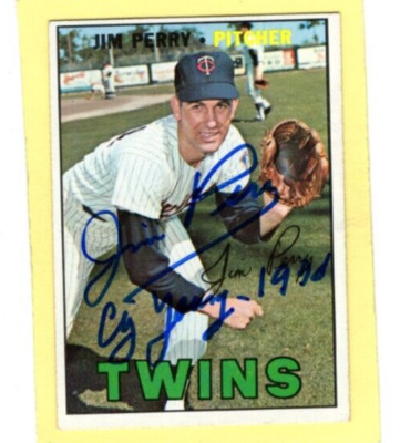Autographed Jim Perry Cy Young 1970 added 1967 Topps #246 Twins | eBay