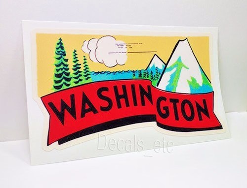 Washington State Vintage Style Travel Decal, Vinyl Sticker, luggage ...