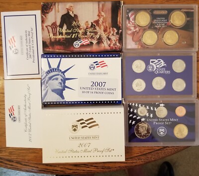 2007 United States Mint Proof Set 14 Coins Presidential $1, State ...