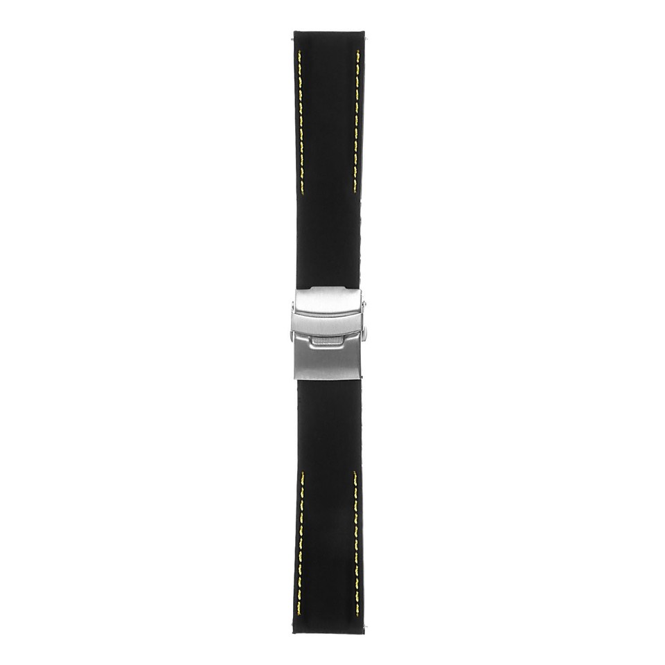 StrapsCo Rubber Watch Band w/ Stitching & Deployant Clasp - Quick ...