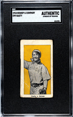 1910 E99 Bishop & Co: TOM HASTY Yellow, Vernon Tigers PCL Looks G-VG ...