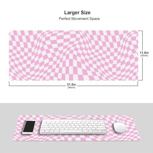 Checkered Light Pink Girly Mouse Pad Gaming XL Large Mousepad Desk Mat ...