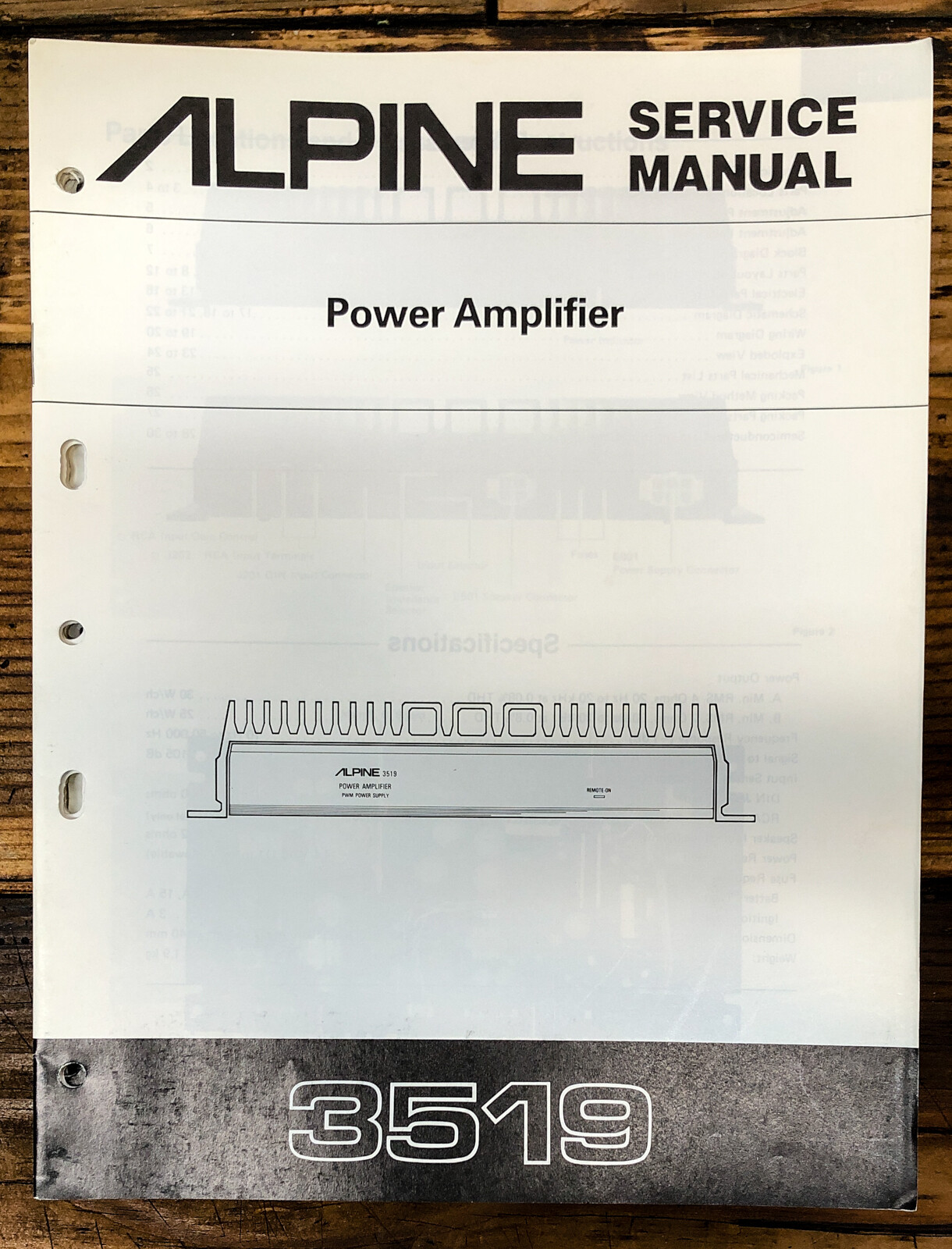 Alpine Model 3519 Power Amplifier Service Manual *Original* | eBay