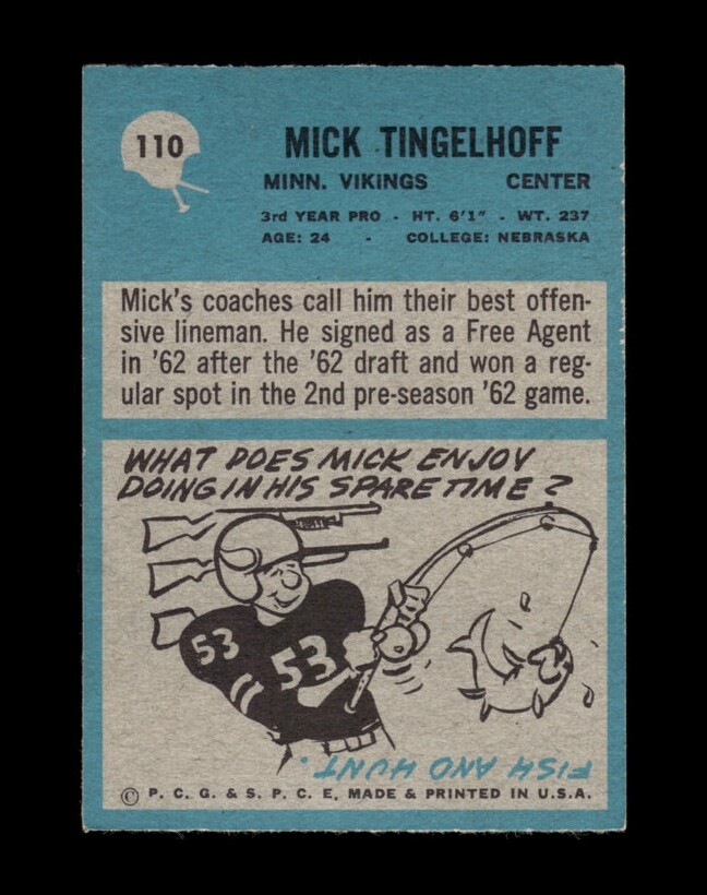 1964 Philadelphia Set-Break #110 Mick Tingelhoff NR-MINT *GMCARDS* | eBay