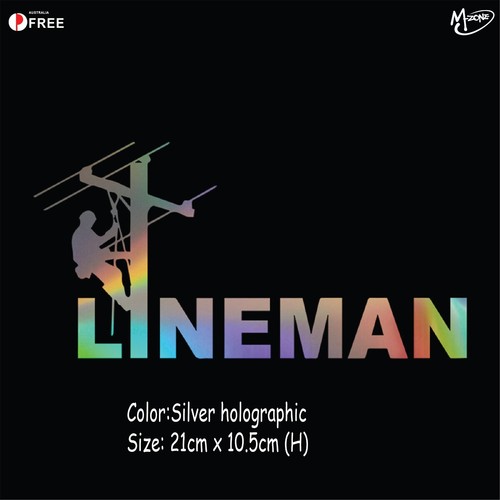 Lineman Electrical Pole Sticker Car Decal-Silver Gloss holographic ...