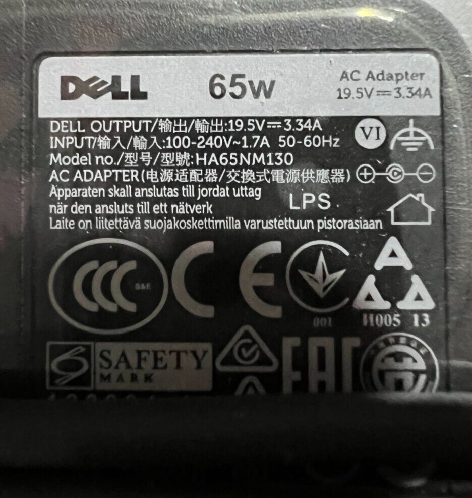 DELL - 65W AC Adapter HA65NM130 - No Wall Plug | eBay