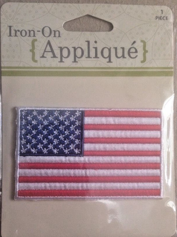American Flag Embroidered Iron-On Sew On Patch White Border USA US ...