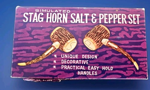 Simulated Stag Horn Salt & Pepper Set Made in Hong Kong 2 Sets | eBay