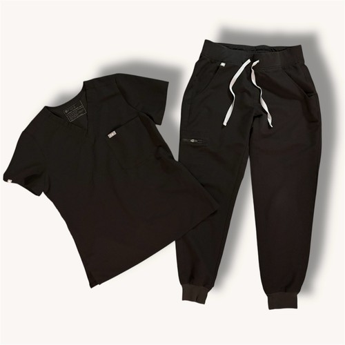Figs Technical Collection Black Set Cargo Scrub Pants and Scrub Top XS ...