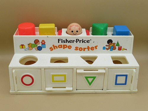 1974 Vintage Fisher Price Shape Sorter Activity Center Baby Toy Blocks ...