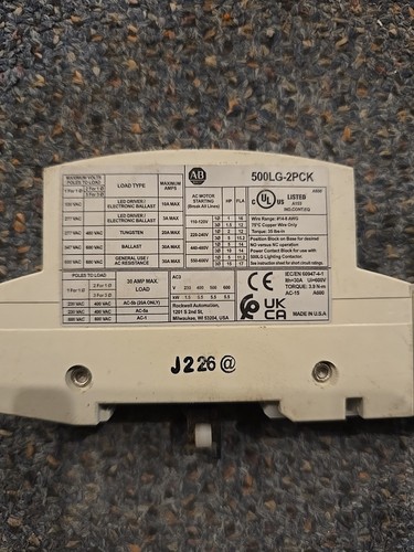 AB Allen-Bradley 500LG-2PCK 2P Lighting Contactor Power Pole Kit ...