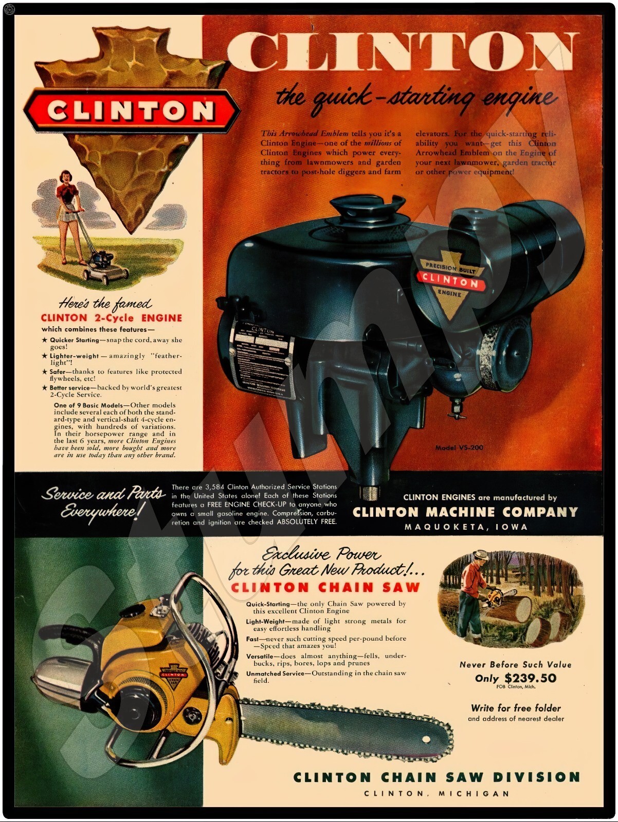 Clinton Engines Metal Sign 9" x 12" or 12" x 16" | eBay