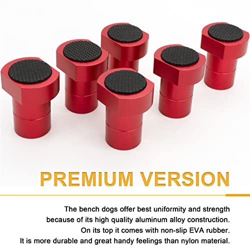 6-Pack Aluminum Alloy Bench Dogs with Non-Slip Pads - 3/4-Inch 19mm ...