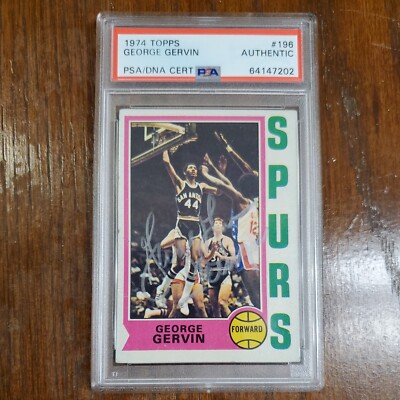 George Gervin Signed Auto 1974 Topps RC Rookie #196 PSA 'Ice Man ...