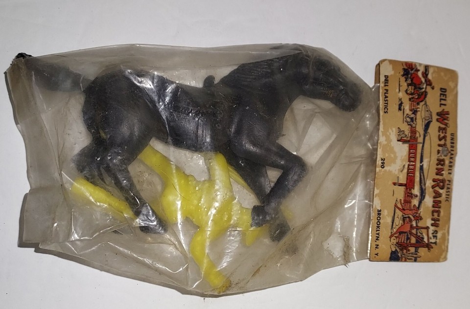 Vintage Dell Plastics Western Ranch Set Figure Horse Packaged Marx MPC ...