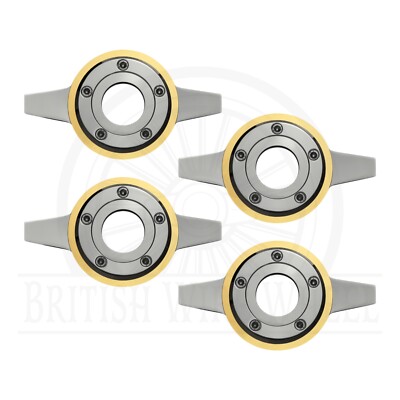 2 Bar Zenith Cut Chrome Locking Knock Off Spinner Caps with Gold Rings ...