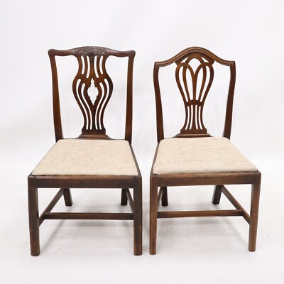 2 Oak Georgian Dining Hall Bedroom Chairs Drop In Seat FREE UK Delivery ...