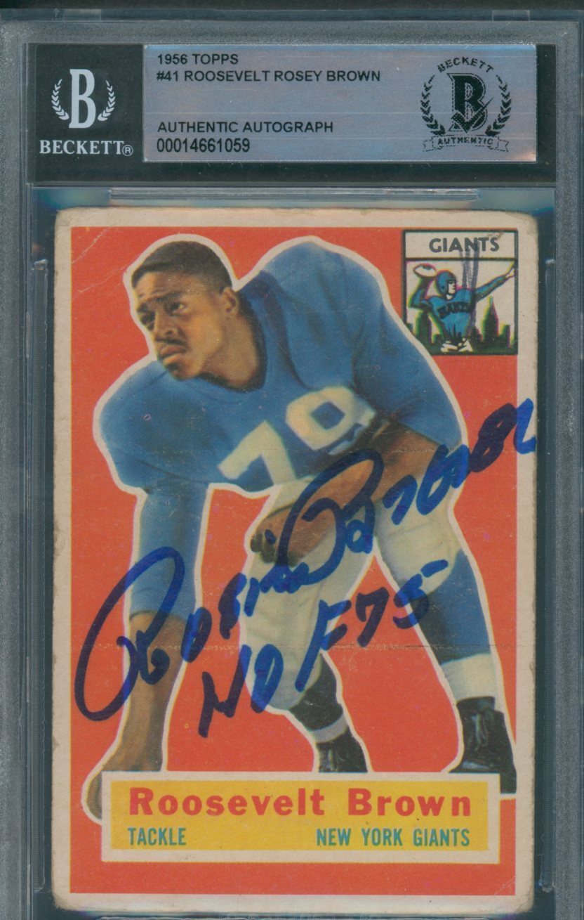 1956 Topps #41 Roosevelt Rosey Brown Beckett Authentic Autograph Signed ...
