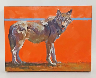 Original Signed Whitney Michelle Hall "Grey Brother" Wolf Oil Painting ...