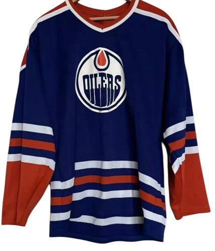 VTG 80s 90s CCM Edmonton Oilers Jersey NHL Blank Mens Large Blue USA Made | eBay