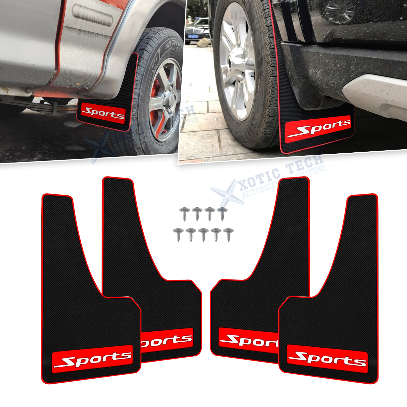4x Sports Soft Rubber Car Mud Flaps Splash Fender Guards Protector ...