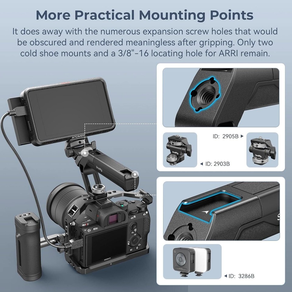 SmallRig ARRI Locating Top Handle (Tiny) with Two Cold Shoe Mounts 4757 ...