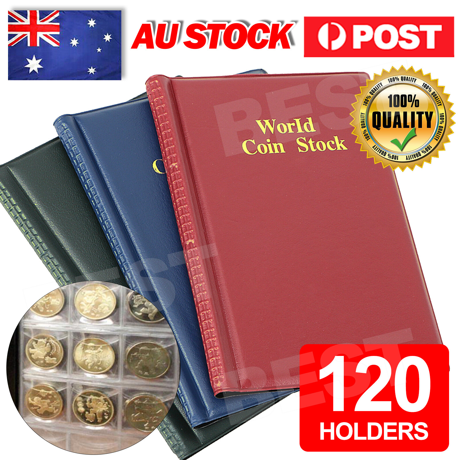 120 Coin Holder Collection Storage Collecting Money Penny Pockets Album ...