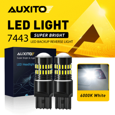 2pc 7443 7440 7444 T20 LED Back Up Reverse Light Bulbs 6500K Super ...
