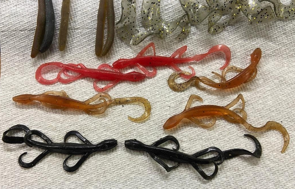 18 Piece Soft Plastic Fishing Lures Worms, Salamanders, More (B226) | eBay