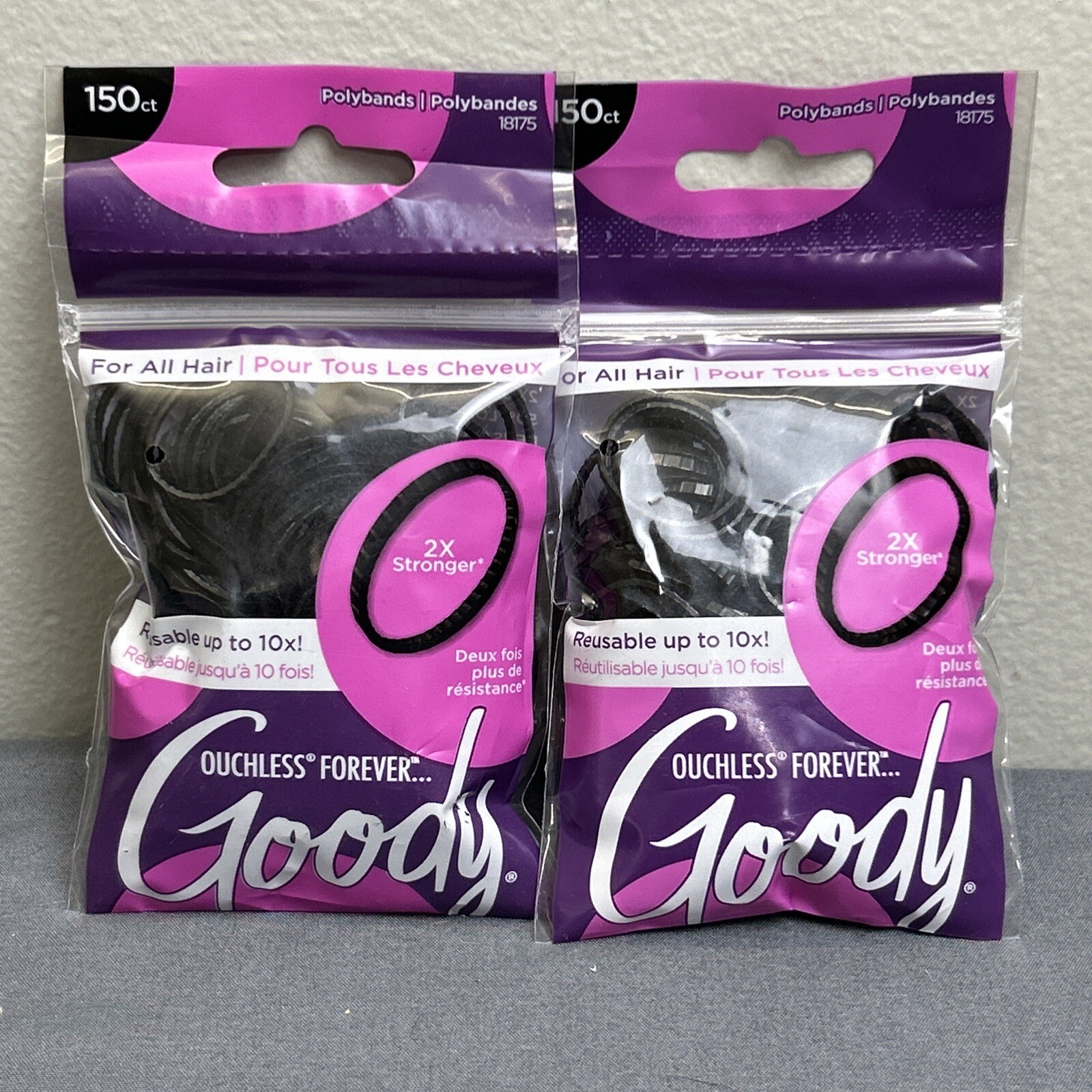 Lot Of 2, Goody Ouchless Womens Polyband Elastic 150 Count, black ...