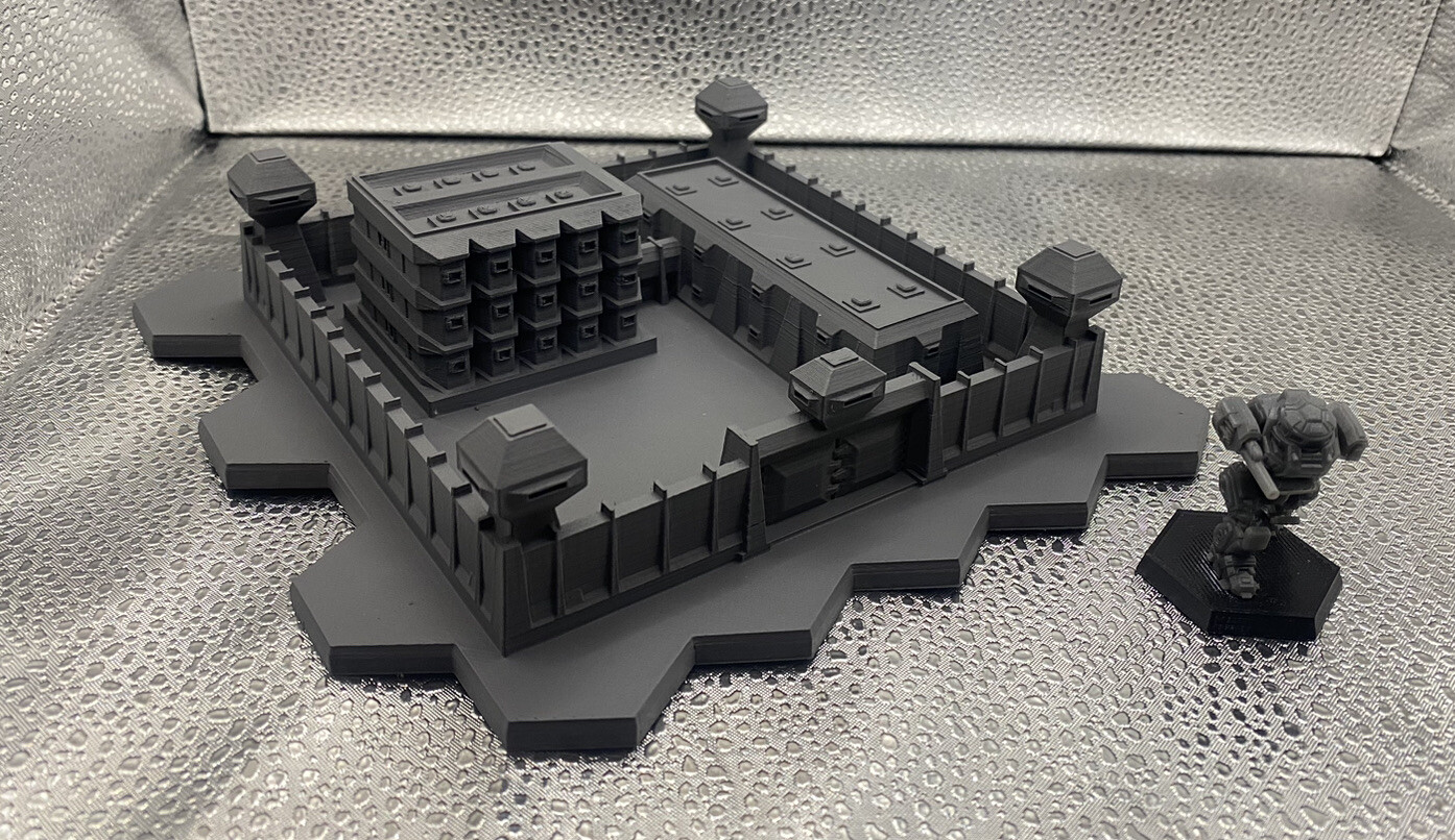 Security Compound w/ Hex Base, Tabletop War Game Terrain Battletech ...
