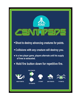 Centipede Arcade Instructions Card Sticker Decal | eBay
