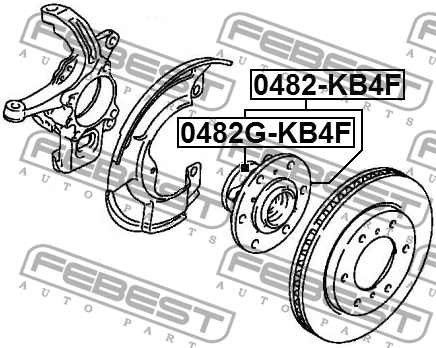 0482G-KB4F Febest FRONT WHEEL HUB MR992374, 3880A036, MR992372 ...