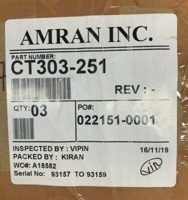 3 Amran CT303-251 CT Current Transformer 250A:5A Ratio Equiv GE ITI ...