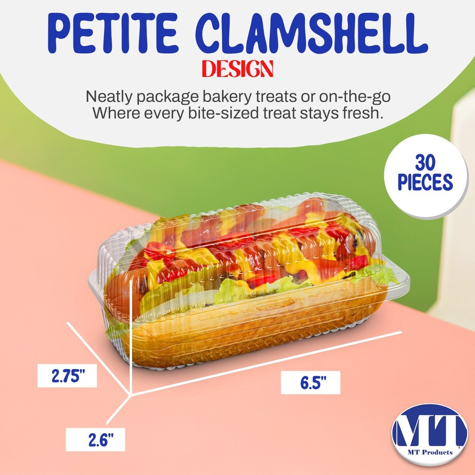 MT Products Plastic Hot Dog Container with Lid 6.5" x 2.75" x 2.6 ...